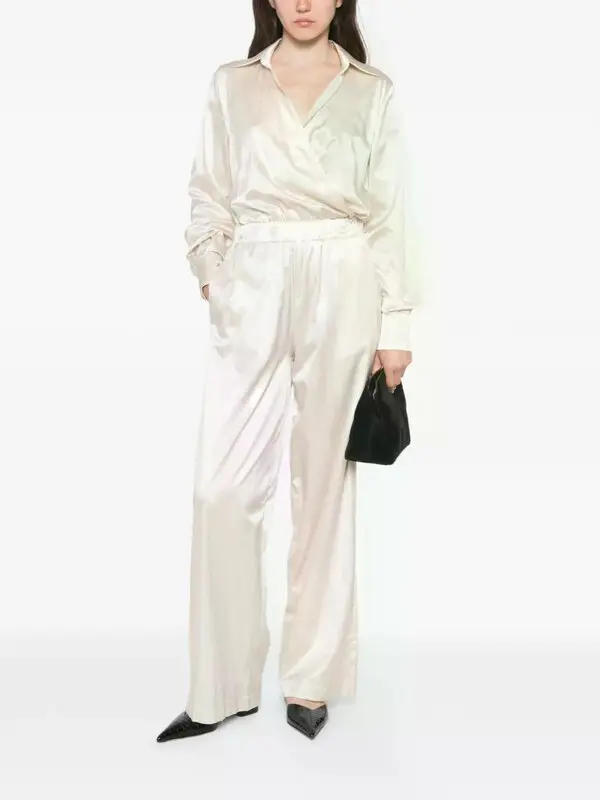 JIJIL Beige Satin Wide-leg Jumpsuit With Elasticated Waistband