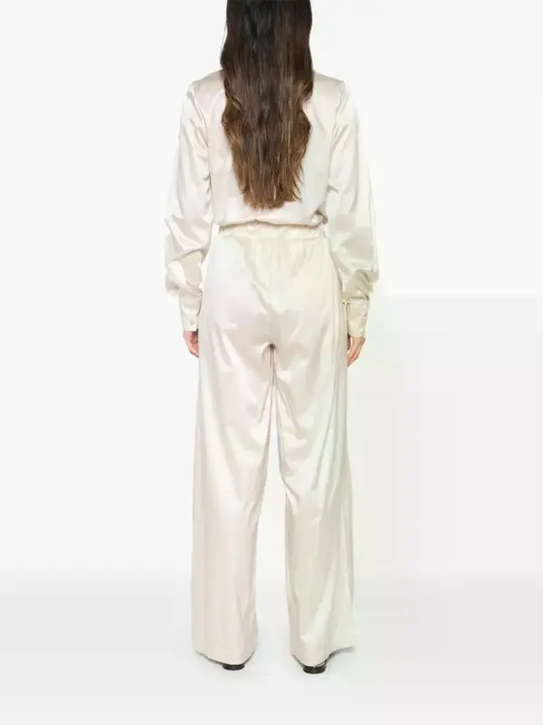 JIJIL Beige Satin Wide-leg Jumpsuit With Elasticated Waistband