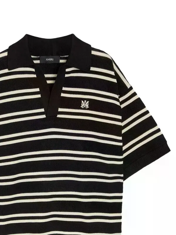 Amiri Ma-monogram Striped Knit Polo