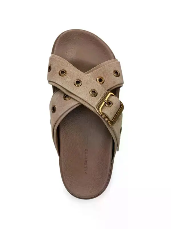 ALLSAINTS Suki Eyelet Embellished Crossover Sandals