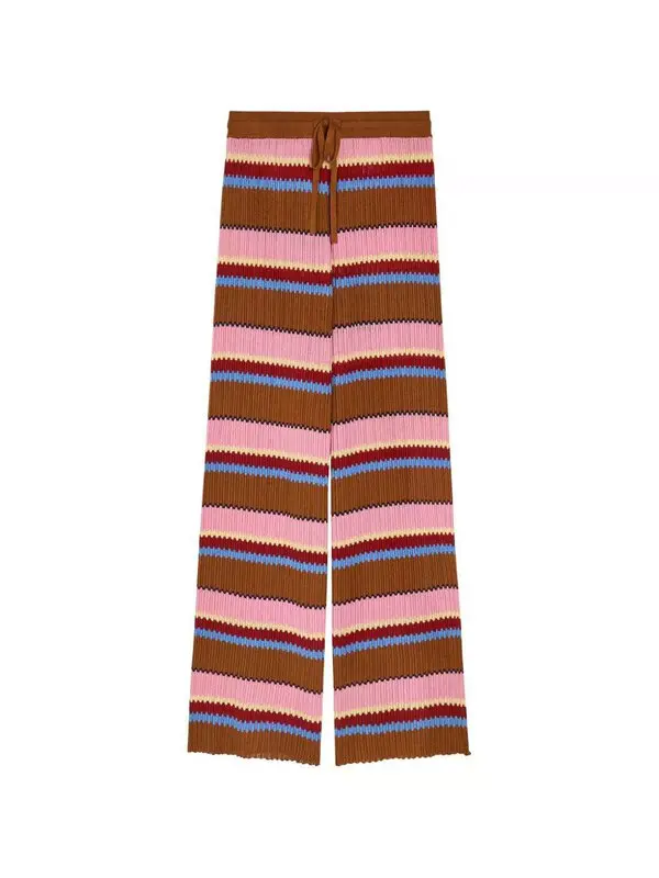 Guest In Residence Striped Rib-knit Trousers - Brown