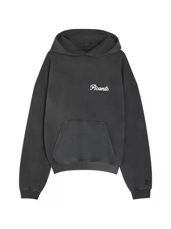 PICANTE Embroidered Kangaroo Pocket Hoodie - Grey