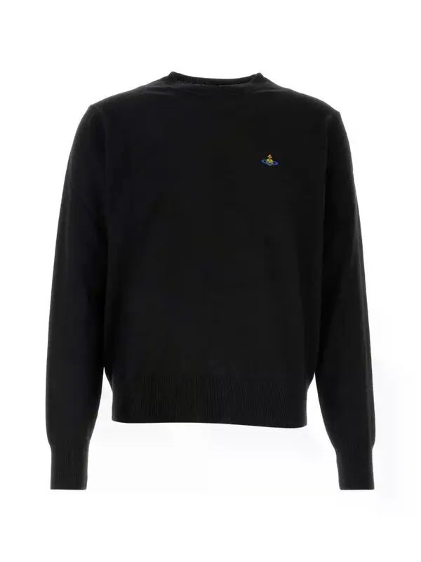 VIVIENNE WESTWOOD Orb Embroidered Crew Neck Sweater - Black
