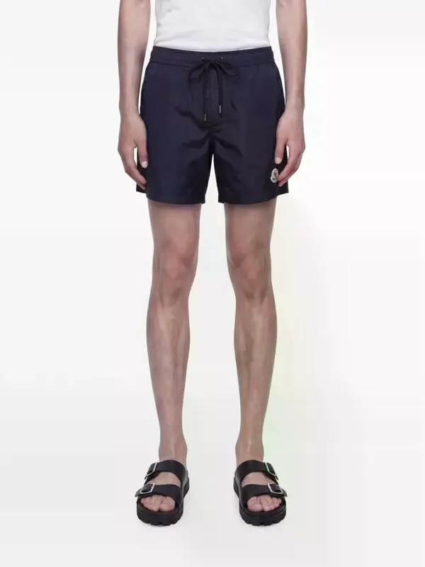 Moncler Logo Patch Drawstring Swim Shorts - Blue