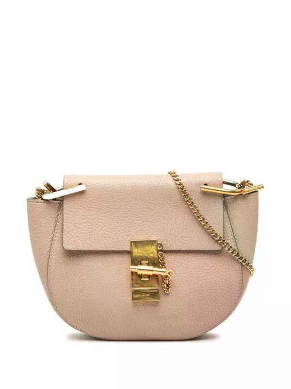Chloé Mini Grained Lambskin Drew Crossbody Bag - Brown