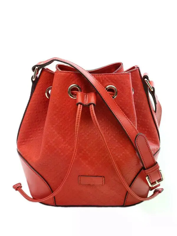 Gucci Diamante Leather Bucket Bag - Red