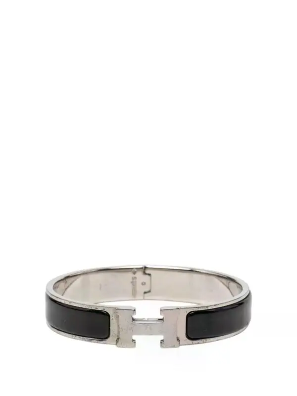 Hermès Enamel And Palladium Plated Metal H Bracelet - Black