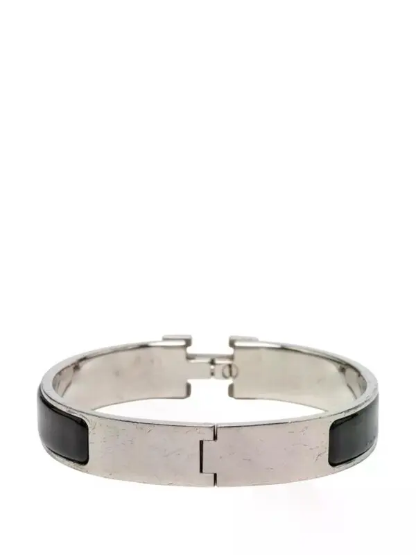 Hermès Enamel And Palladium Plated Metal H Bracelet - Black