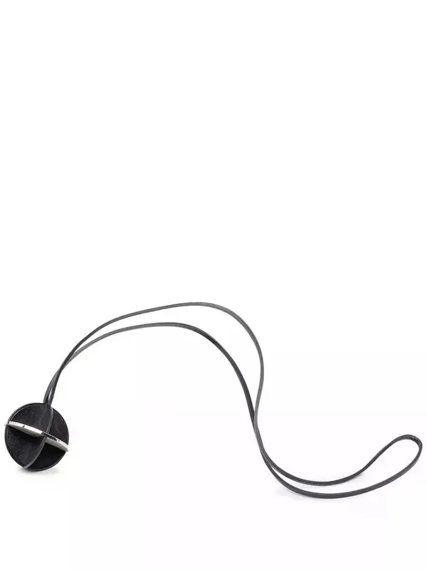 Hermès Leather And Brass Zodiac Pendant Necklace - Black