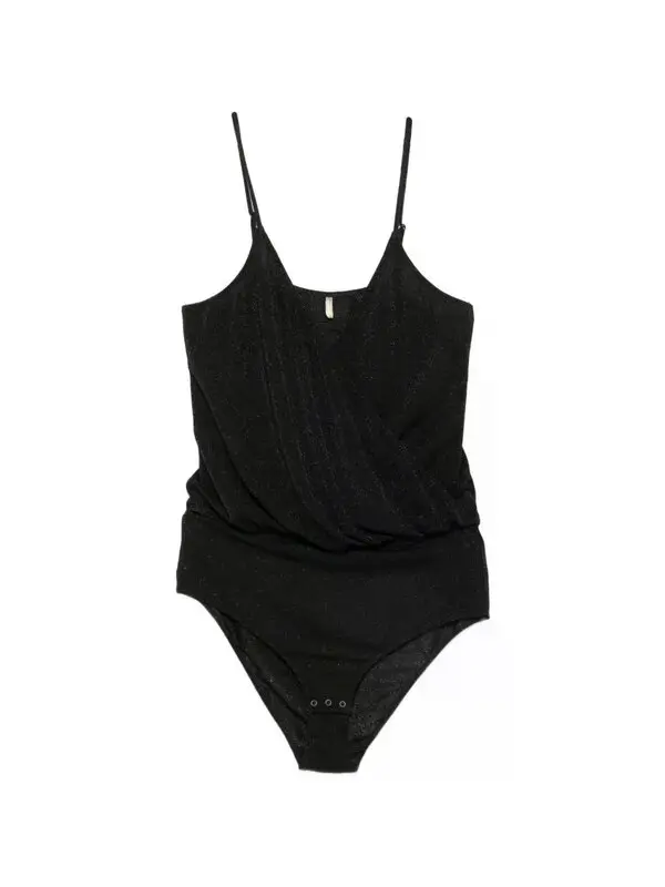 Momoni Glitter-effect Wrap-style Bodysuit - Black