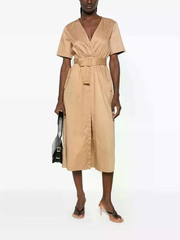 KAOS Belted V-neck Midi Dress