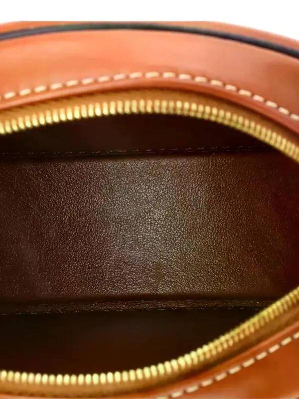 Celine Triomphe Oval Leather Mini Crossbody Bag - Brown