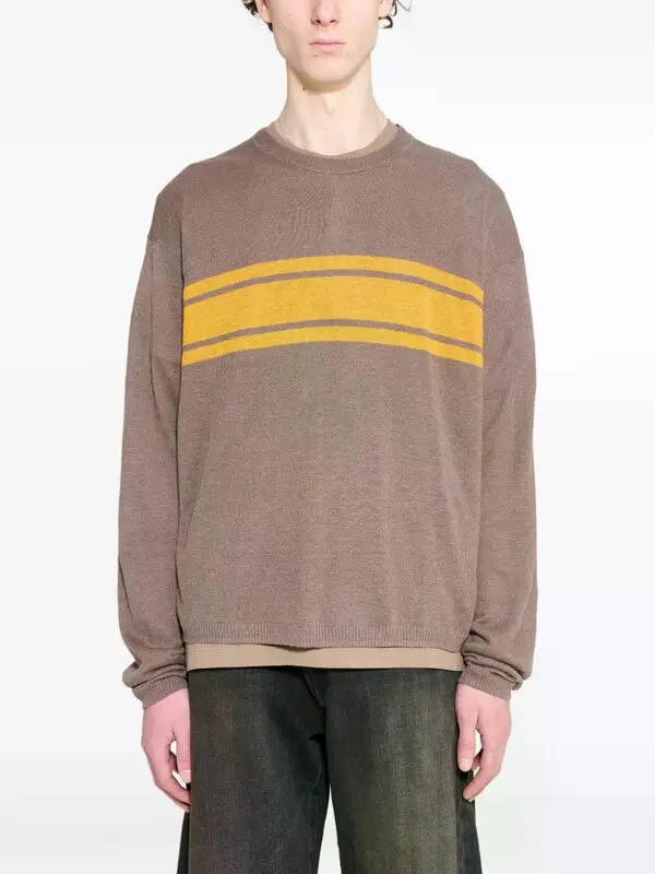StÜssy Striped Detail Long-sleeved Sweater - Brown
