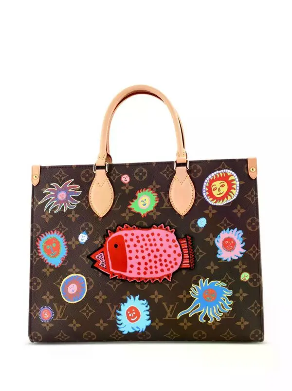 LOUIS VUITTON Onthego Mm Yayoi Kusama Faces Monogram Canvas Tote Bag - Brown