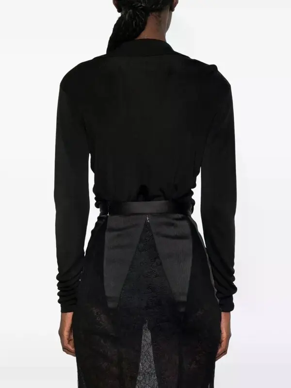 Elisabetta Franchi Ribbed Bodysuit With Gold-tone Chain Detail - Black