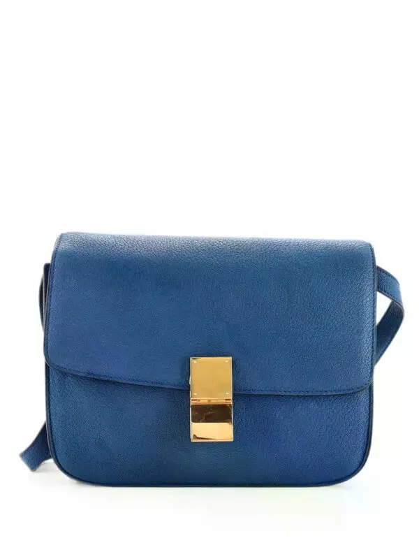 Celine Classic Box Bag Grainy Leather Medium Crossbody Bag - Blue