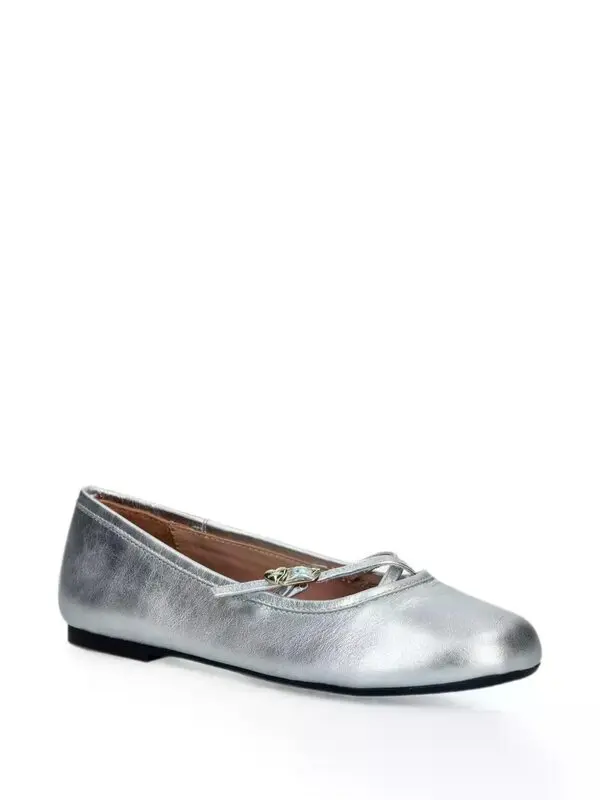 Moschino Metallic-effect Buckled Ballet Flats