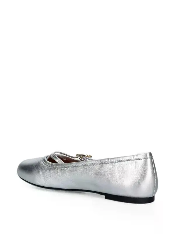Moschino Metallic-effect Buckled Ballet Flats