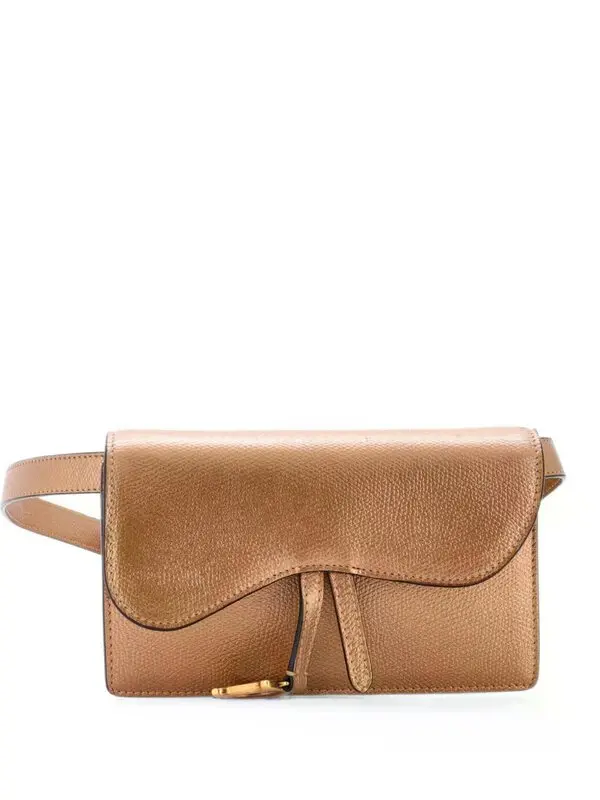 Dior Saddle Rectangular Leather Belt Bag - Brown