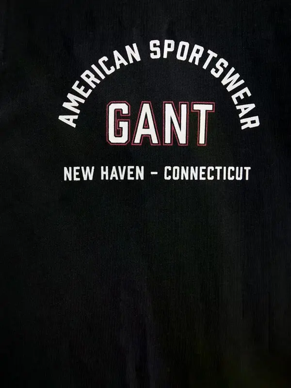 Gant Logo-print Quarter-zip Sweatshirt - Black