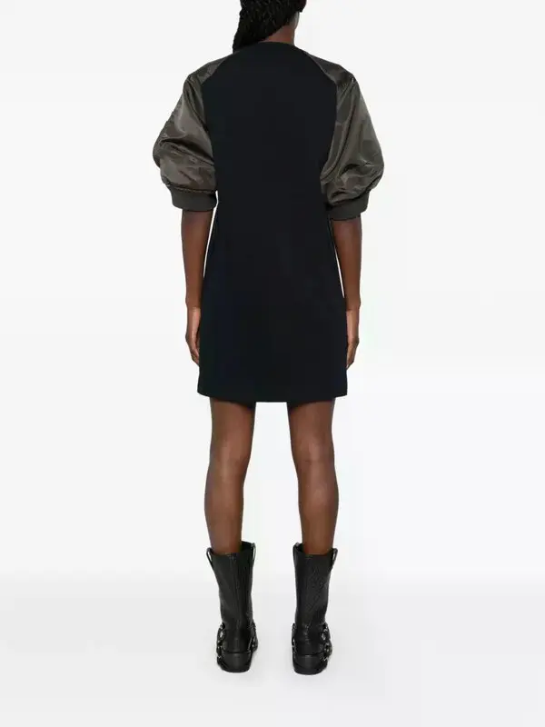 Sacai Paneled Puff-sleeve Mini T-shirt Dress
