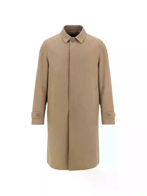 Herno Single-breasted Cotton Coat - Neutrals