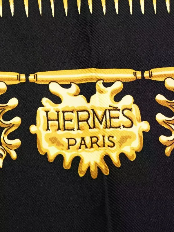 Hermès 20th Century Les Cavaliers D Or Silk Scarf 90 Scarves - Black
