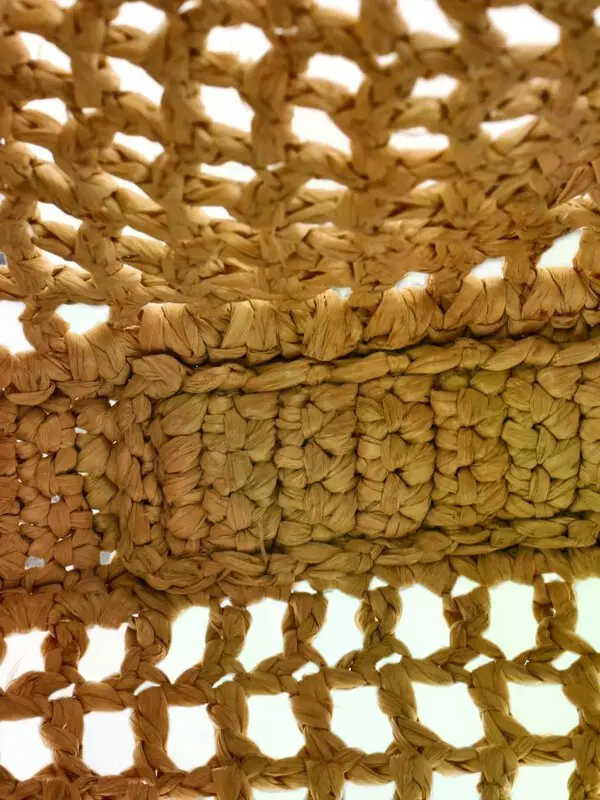 Prada Triangle Logo Open Raffia Tote Bag