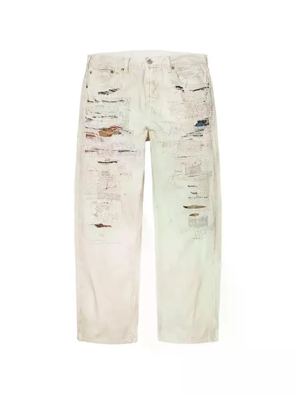 Supreme Mm6 Maison Margiela Distressed Loose-fit Jeans