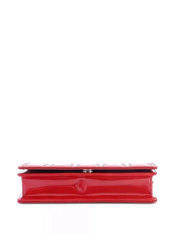 Dior Lady Chain Pouch Cannage Quilt Patent Crossbody Bag - Red