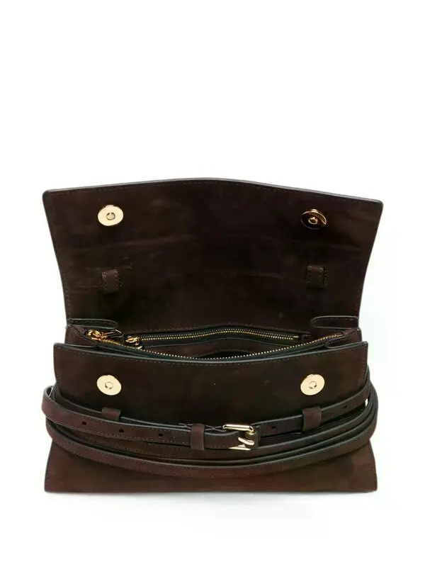 Moschino Suede Clutch Bag With Buckle Detail - Brown