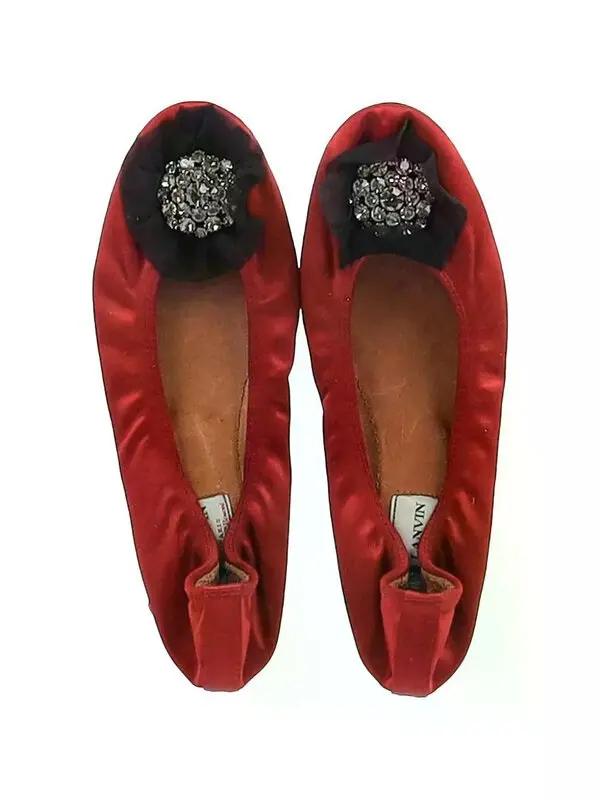 LANVIN Brooch-embellished Ballet Flats - Red