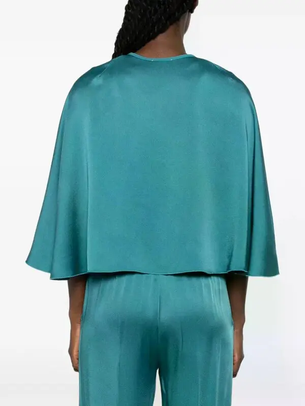 FORTE_FORTE Satin Finish Cape-style Top - Blue