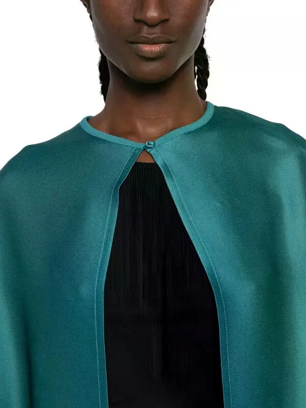 FORTE_FORTE Satin Finish Cape-style Top - Blue