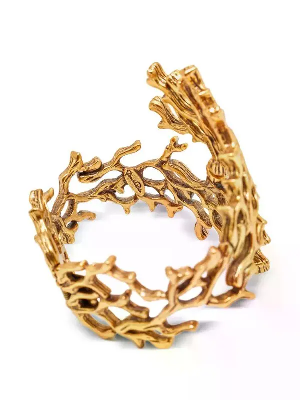Oscar De La Renta Sculptural Coral Branch Hinged Cuff Bracelet