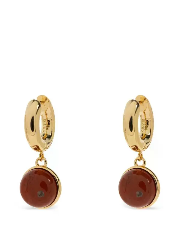 Casablanca Engraved Hoop Earrings With Stone Pendant