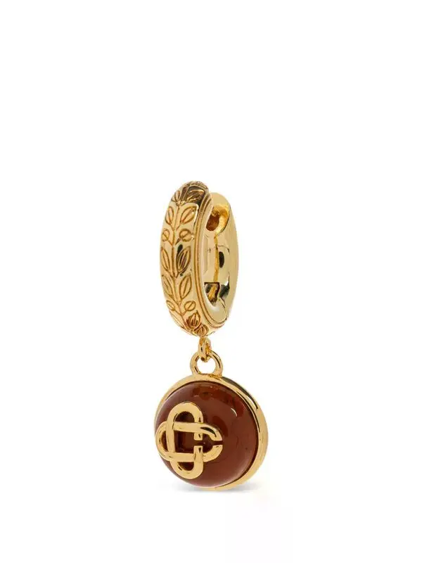 Casablanca Engraved Hoop Earrings With Stone Pendant