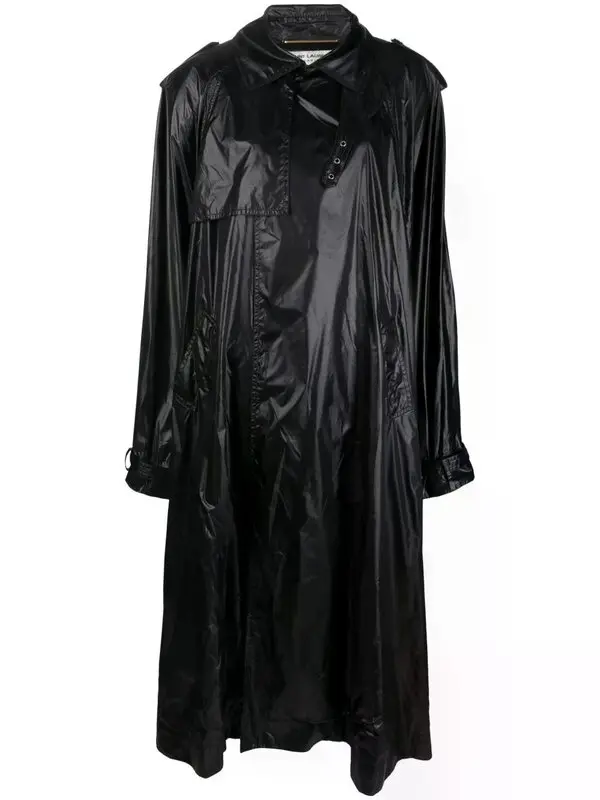 Saint Laurent Oversized Trench Coat With Shoulder Pads