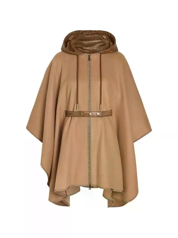 Moncler Belted Hooded Cape - Neutrals