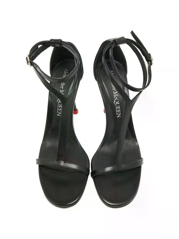 Alexander McQueen Leather Harness T-strap Stiletto Sandals - Black