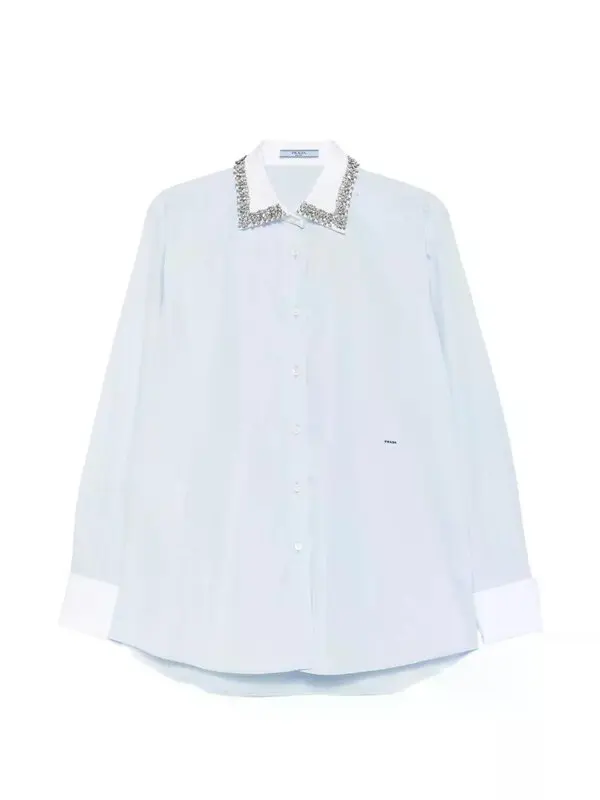 Prada Crystal-embellished Poplin Shirt - Blue