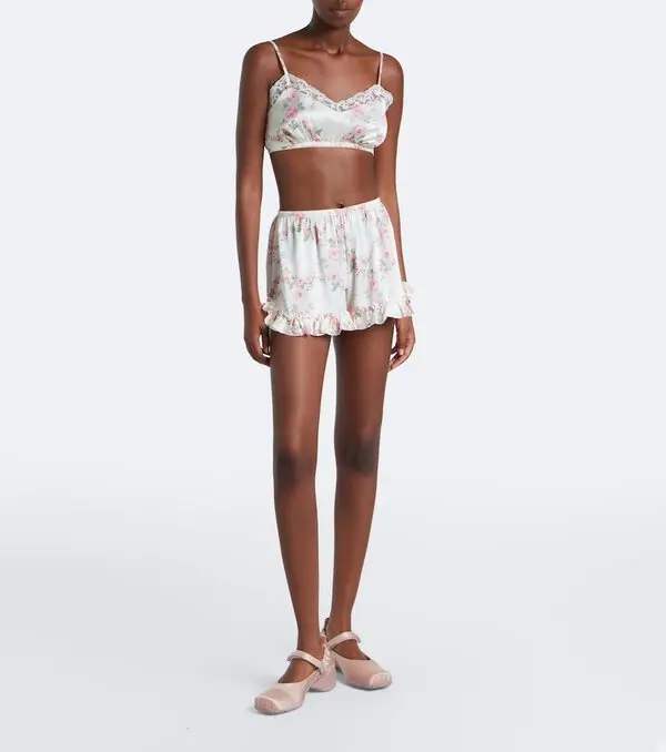 Simone Rocha Floral Lace-trimmed Satin Bralette