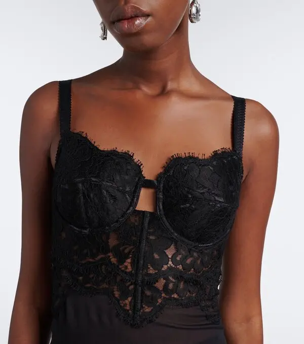Dolce & Gabbana Lace-trimmed Silk-blend Midi Dress