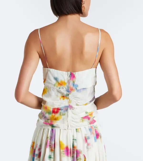 MARANT ETOILE Floral Gathered Satin Top - Multicoloured