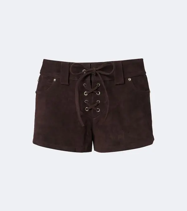 Staud Geo Suede Shorts - Brown
