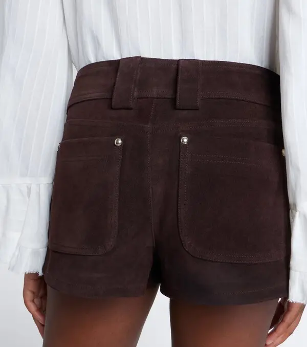 Staud Geo Suede Shorts - Brown