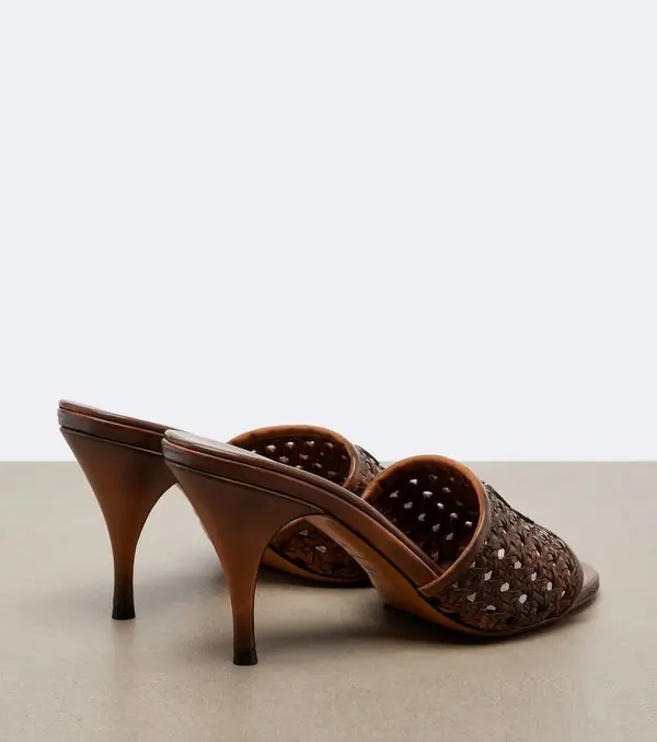 Miu Miu Woven Leather High Heel Mules