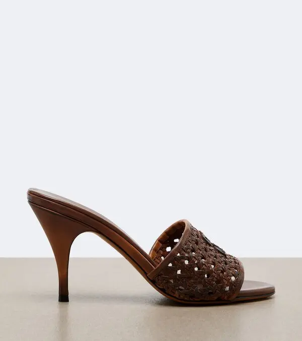 Miu Miu Woven Leather High Heel Mules