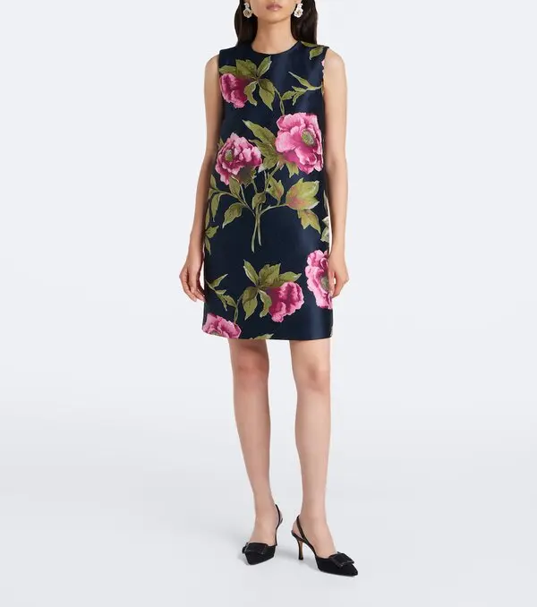 Carolina Herrera Floral Jacquard Sleeveless Dress