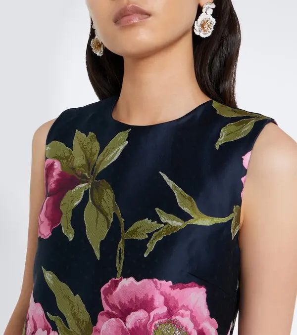 Carolina Herrera Floral Jacquard Sleeveless Dress